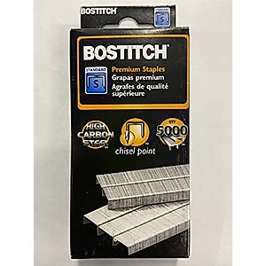 Bostitch Premium Standard Staples, Full-Strip, 0.25 Inch Leg, 5,000 per Box (SBS191/4CP)