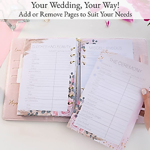 Wedding Planner Book and Organizer for The Bride 2021 -Pink Faux Leather, Gold foil Stamped 'Busy Planning Our Wedding Day' Wedding Binder Engagement Gifts for Women