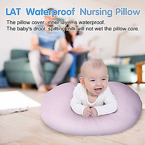 LAT Waterproof Nursing Pillow and Positioner, Breastfeeding Pillow for Mom,Newborn Infant Soft Cotton Feeding Cushion for Boys and Girls(Pink)