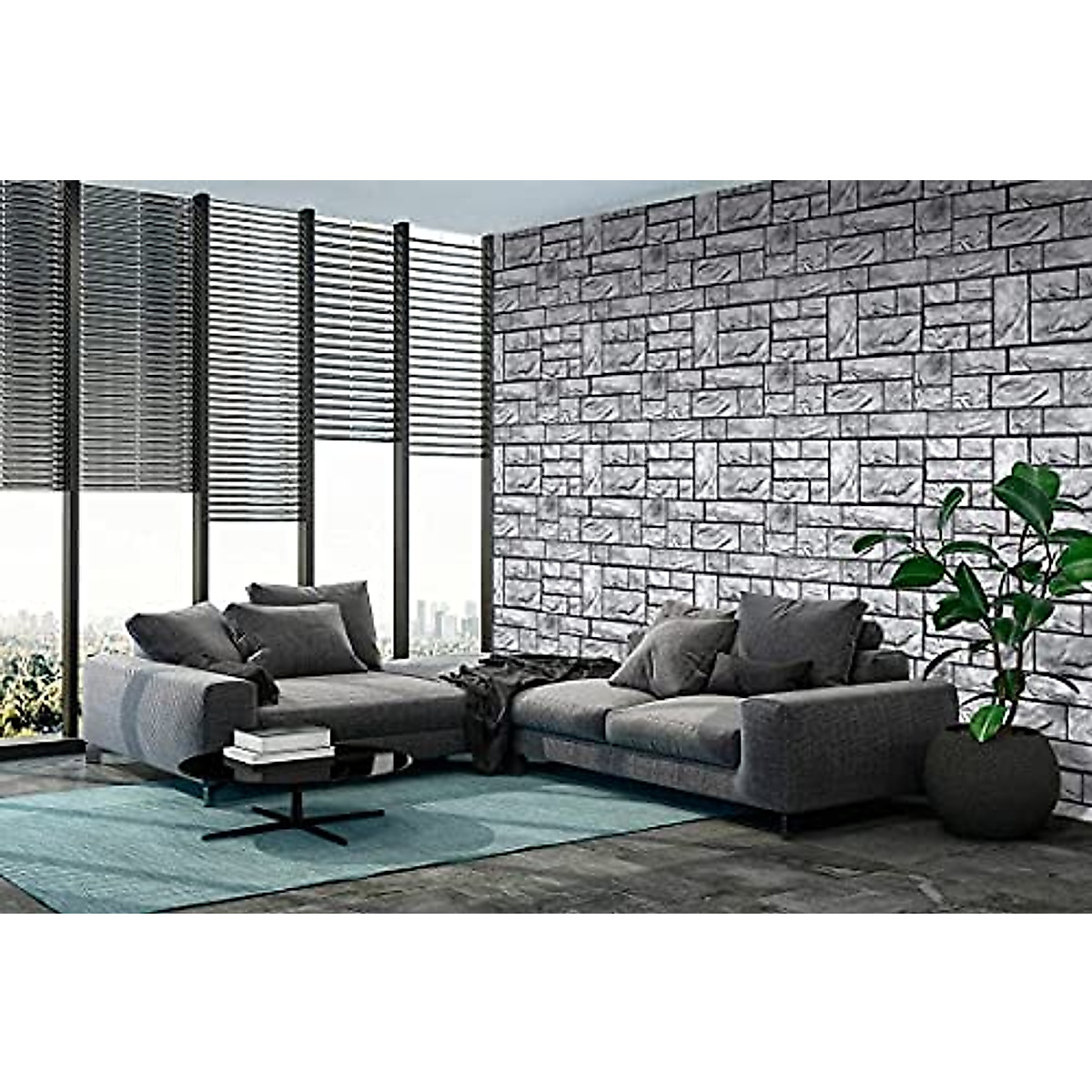 Retro-Art 3D Wall Panels, Pack of 10, Natural Stone Blocks in Grey, PVC, 17.5" x 23.75", Cover 28.86 sq.ft. 573SG