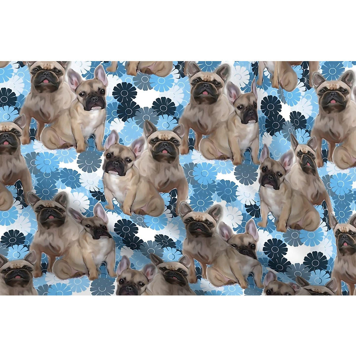 Spoonflower Fabric - French Bulldog Animals Dogs Puppies Pawprint Flowers Printed on Petal Signature Cotton Fabric Fat Quarter - Sewing Quilting Apparel Crafts Decor
