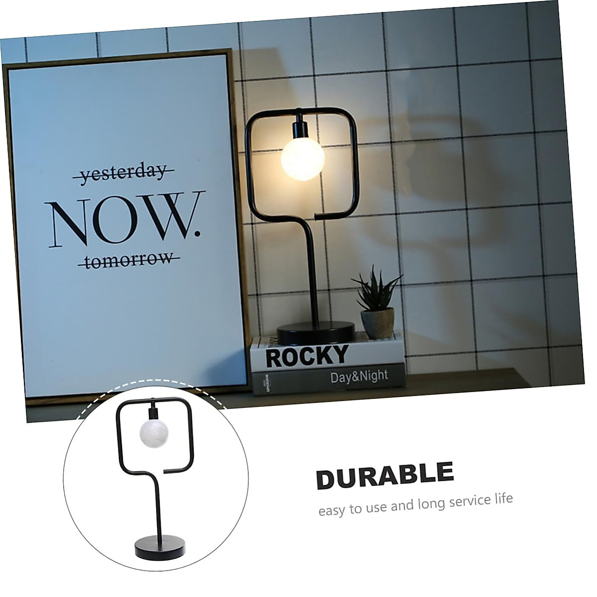 DOITOOL Sturdy Iron Base Led Desk Lamp Battery-Powered Table Lamp for Bedroom Study Decorative