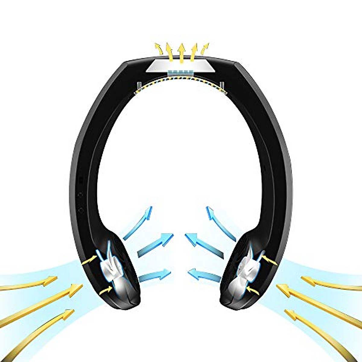 Mini Portable USB Air Conditioner Fan, Hanging Neck Air Cooler Smart Sport USB Fan, Hanging Neck Cooler Physical Cooling, Travel Wearable Necklace Fan (Black)