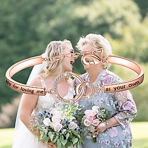 Zuo Bao Stepmother Gifts Stepmom Bracelet Thank You for Loving Me As Your Own Adjustable Charm Bracelet Mother in Law Gift (Rose Gold)