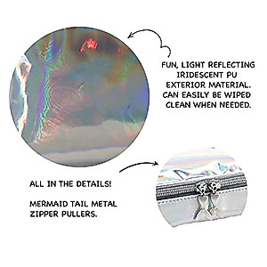 OMG ORGANIZE MY GEAR Cute Pencil Case for Kids, Pen Storage Pouch Large Capacity, Zipper Mesh Pocket Compartment, Multi-Slot Pencil Bag Pen Case (Iridescent Silver)