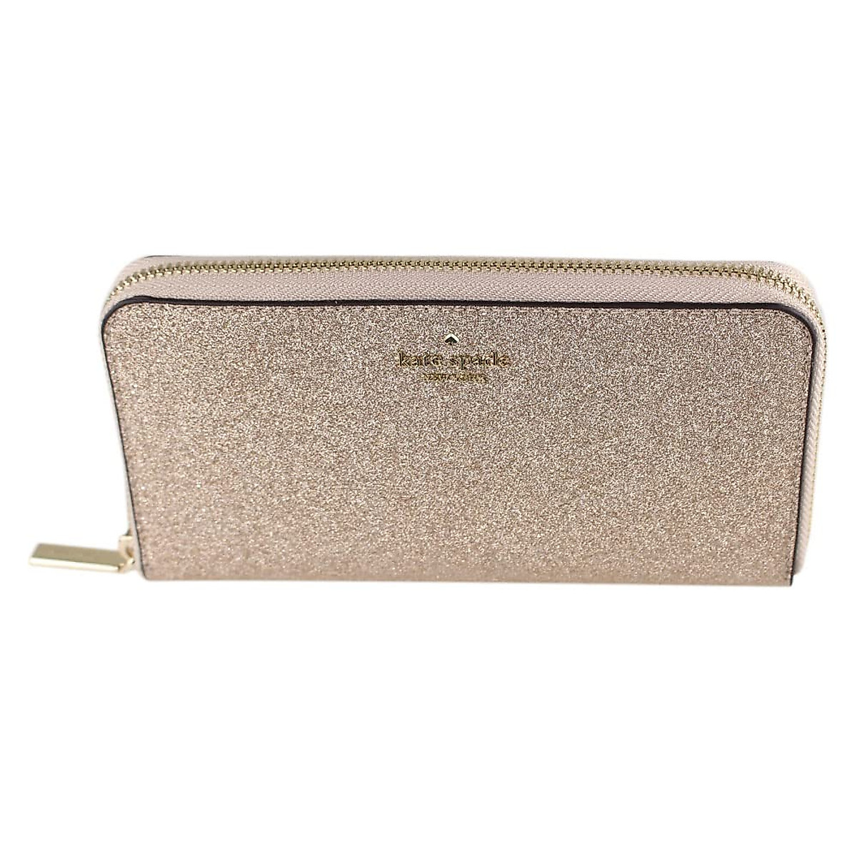 Kate Spade female shimmy glitter boxed large continental wallet rose gold
