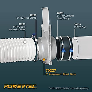 POWERTEC 70227 6-Inch Blast Gate for Dust Collector, Dust Collection Fittings