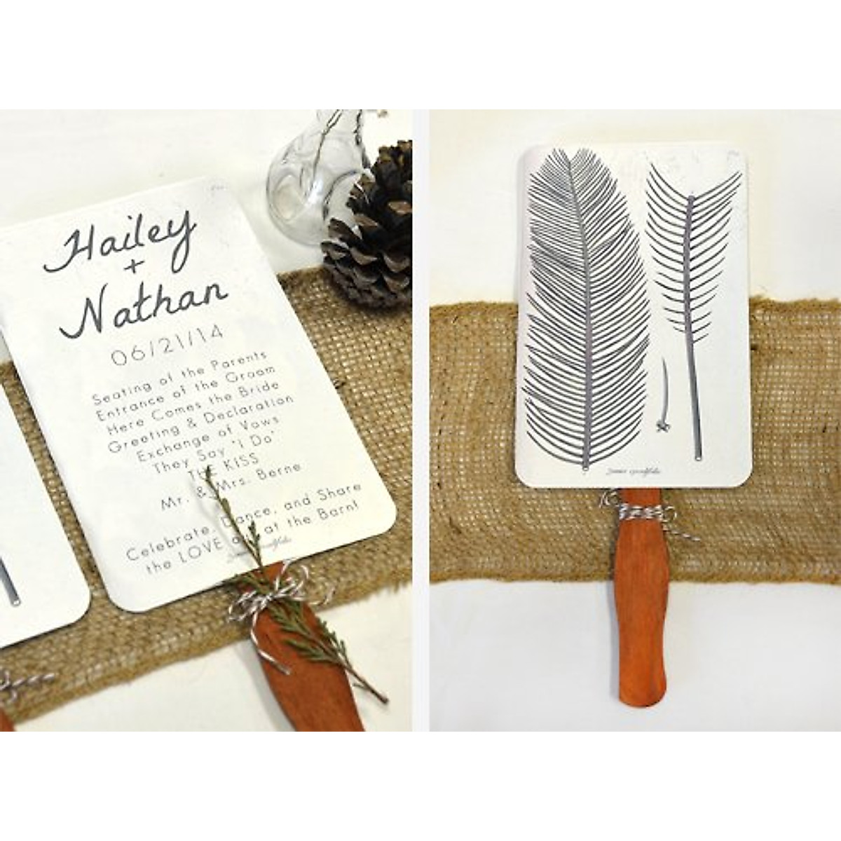 100 Sticks - Wavy 8 Inch Jumbo Wood Fan Handles Wedding Fan Sticks (Brown)