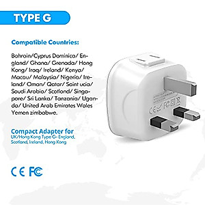 3 Pack US to UK Ireland Travel Plug Adapter, Anstronic Type G Power Adapter with 2 American Outlets 2 in 1 European Plug Adapter for USA to Scotland British London England Hong Kong Irish