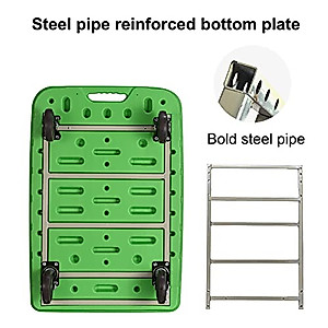 Generic Hand cart,Multi-Functional Platform Truck on Wheels,with Metal Foldable Handle,Open Platform,for Bookstore Restaurant Moving cart (Color : Mute Model, Size : 90 * 60 * 86cm)