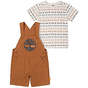 Timberland baby boys 2 Pieces Shortall and Toddler Layette Set, Brown Sugar, 12M US