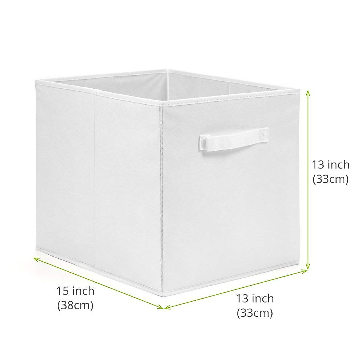EZOWare Set of 10 Fabric Basket Bins, White Collapsible Organizer Storage Cube with Handles for Home, Bedroom, Baby Nursery, Kids Playroom - 13"x15"x13" + 10.5"x 10.5"x 11"