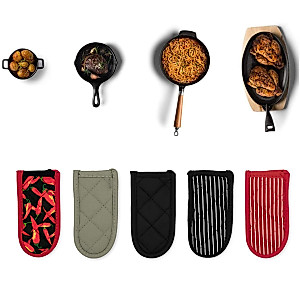 Evoio Cast Iron Skillet Handle Covers, Pot Handle Covers Heat Resistant, Heat Resistant Pot Pan Skillet Hot Handle Holder Sleeves Mitt Cover for Kitchen, BBQ and Baking Cookware (4-Pack Black)