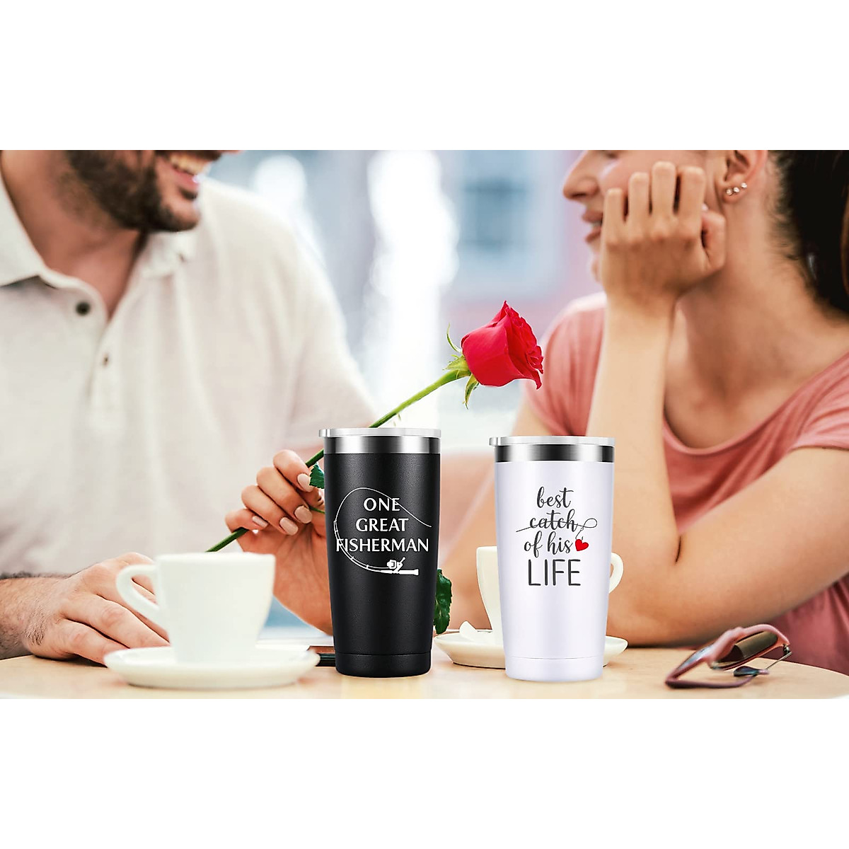 Wedding Anniversary for Couple Friend Lovers Cups Stainless Steel Wine Tumbler Travel Mug with Straw and Lid,2 Pack (4.blackwhite)