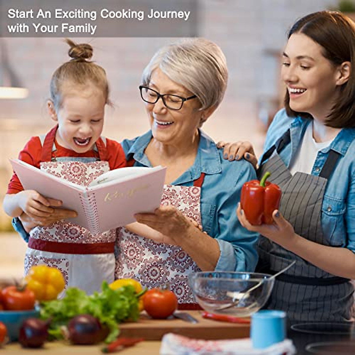 JUBTIC Recipe Book to Write in Your Own Recipes,Sprial Hardcover Personal Blank Recipe Book, Make Your Own Family Cookbook with Gold Foil Stickers, Recipe Journal Hold 120 Recipes - Gold