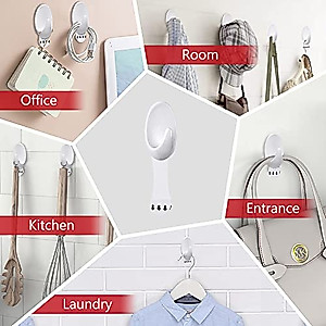 Ainiv 6PCS Medium Hooks with Adhesive Strips(Damage-Free Remove), Multi-Function Self Adhesive Hooks, Wall Door Hooks for Bathroom Kitchen Hanging Coat Cloth Towel Key, Holds up to 1.5kg