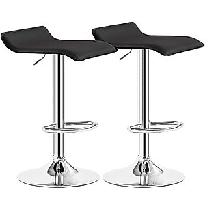 VECELO Bar Stools Set of 2, Swivel Bar Chairs, Adjustable Counter Bar Stools, Stools for Kitchen/Island/Bar/Dining Room/Party, Dark Black