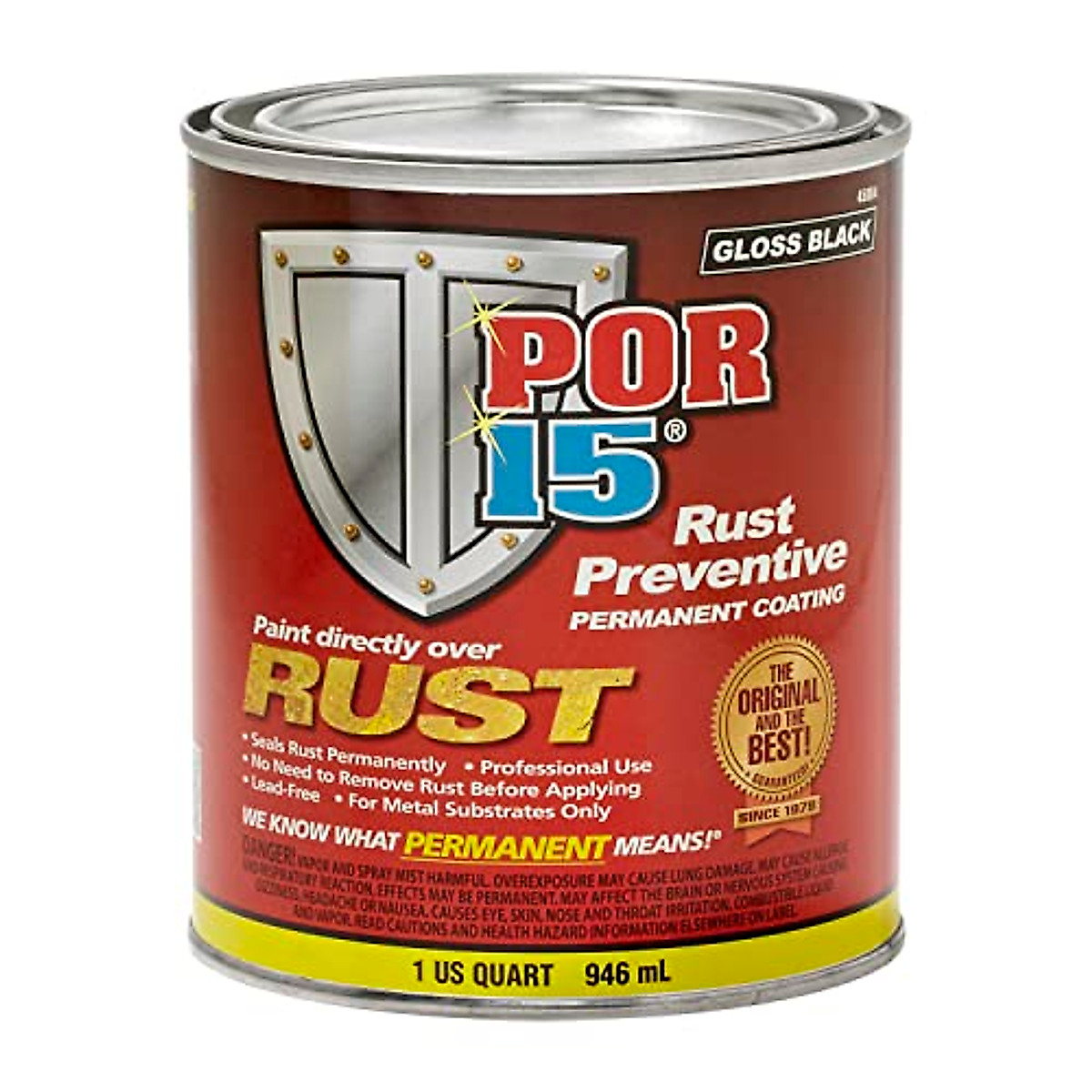 POR-15 Rust Preventive Paint, Stop Rust and Corrosion Permanently, Anti-rust, Non-porous Protective Barrier, 32 Fluid Ounces, Gloss Black