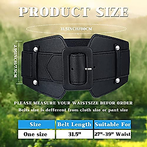 Geyoga 3 Pieces Women Waist Belt Elastic PU Leather Corset Cinch Belt Stretchy Retro Corset Belt Chunky Buckle Belts Waistband for Dresses, Leopard, Brown, Black