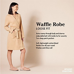 Amazon Essentials Women's Lightweight Waffle Mid-Length Robe (Available in Plus Size), Black, X-Large