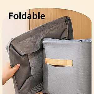 Large Capacity Storage Bins Collapsible Storage Boxes Organizing Closet Cubbies Storage Bins with Handles (L 18.9 x 11 x 9.8 inches)