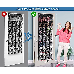 MISSLO 24 Large Mesh Pocket and 28 Large Pockets Hanging Shoe Organizer Over The Door Shoe Rack for Closet Door Storage Shoe Holder Hanger for Men