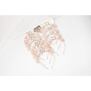 80th Birthday Tiara and Sash for Women, Crystal Headpiece Birthday Crown Party Supplies, Women's Birthday Gifts(Rose Gold)