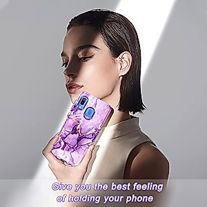 Lamcase for Samsung Galaxy A20/A30 Case, Heavy Duty Rugged Shockproof Hybrid Hard PC Soft Silicone Bumper Three Layer Drop Protection Anti-Fall Cover for Samsung Galaxy A20/A30, Purple Marble