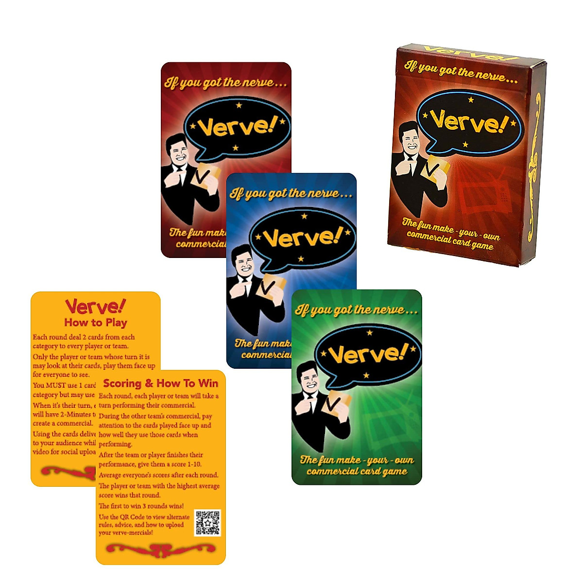 Board Breakers Verve Game – Fun Family Card Games - Entertain Friends Acting - Create Video Content - Party Night Group Activity - Travel Size Tabletop Entertainment Gift - Ages 6+
