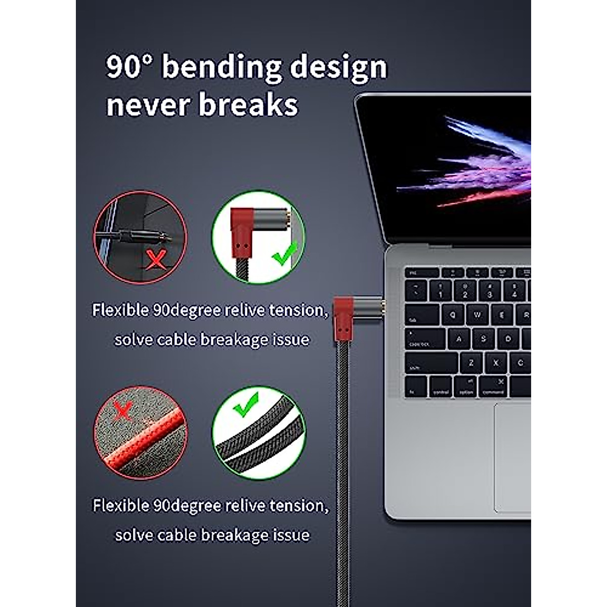 ANYPLUS Aux Cord, Headphone Jack to Headphone Jack Aux Cable 90 Degree 3.5mm Audio Cable Male to Male Fish Wire Braided Auxiliary Cord for Android for Car Compatible with iPhone,iPod,iPad,Speakers