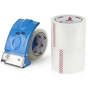 3 Inch Wide Clear Packing Tape with Dispenser,2.4 Mil x 55 Yards Heavy Duty Packaging Tape Refill for Shipping,Industrial Grade,Urtal Strong Boxing Tape for Moving,Mailing and Storages
