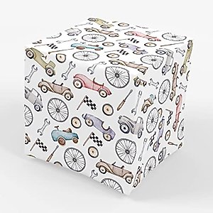 Stesha Party Race Car Birthday Gift Wrapping Paper - Folded Flat 30 x 20 Inch - 3 Sheets