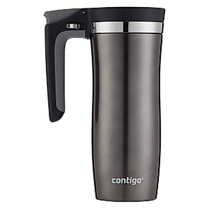 Contigo Handled Vacuum-Insulated Stainless Steel Thermal Travel Mug with AUTOSEAL Spill-Proof Lid, Reusable Coffee Cup or Water Bottle, BPA-Free, Keeps Drinks Hot or Cold for Hours, 16oz Gunmetal