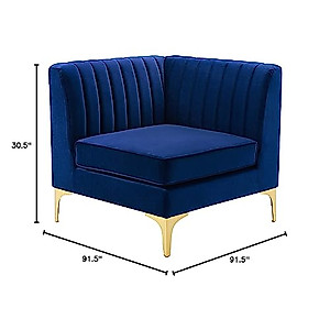 Modway Triumph Channel Tufted Performance Velvet 5-Piece, L-Shaped Sectional Sofa, Navy