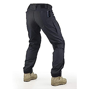 Survival Tactical Gear Pants with Knee Pads Hunting Paintball Airsoft BDU Military Camo Combat Trousers for Men (Black, L)