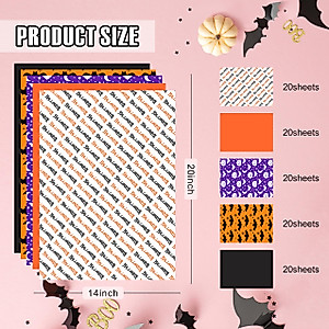 Bobobag 100 Sheets Halloween Tissue Paper for Gift Bags,14"X20" Orange Tissue paper Party Art Decoration various designs