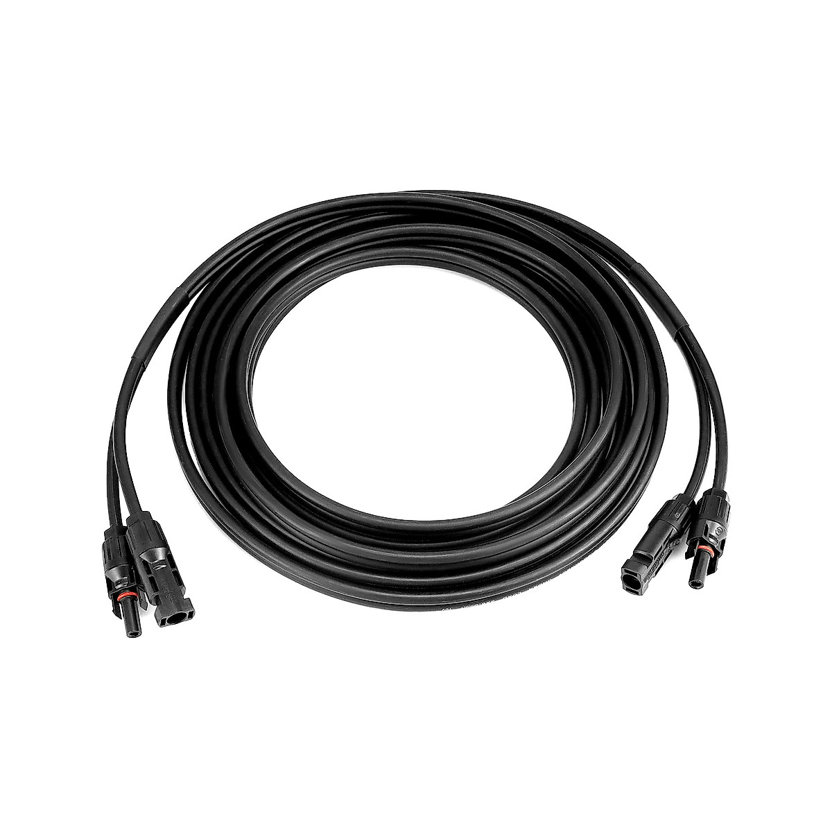 QWORK Solar Cable: 20-ft 2x10 AWG Twin Wire Solar Extension Cable, Copper Strand, Complete with Female and Male Connectors - Ideal for Homes, Shops, and RV Solar Panels