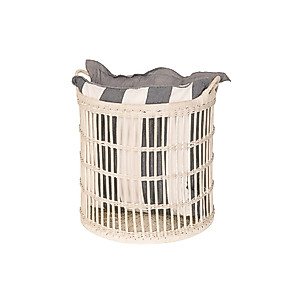 KOUBOO Rattan Open Weave Storage Basket, Large, White-Wash