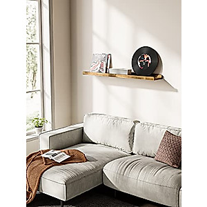 AMADA HOMEFURNISHING Floating Shelves, Wood Hanging Wall Shelves for Storage, Wall Mounted Shelves for Bathroom, Living Room, Kitchen, Bedroom, Office, Wall Shelf Set of 2, AMFS25