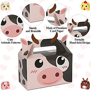 12 Pack Farm Animal Party Favor Boxes Farm Theme Birthday Goodie Boxes Farmhouse Animals Gift Candy Bags Barnyard Treat Boxes for Kids Girls Baby Shower Party Decorations Supplies