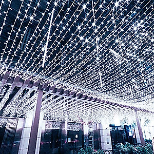 GNIXLING 393.7ft 1000 LED White Christmas Lights Outdoor, Waterproof Solar String Lights for Wedding Garden Patio Restaurant Hotel Commercial Building Shopping Center Christmas. (White)