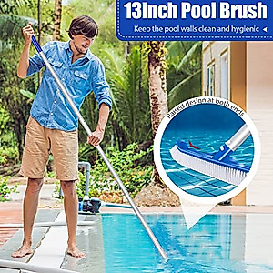 Almcmy Swimming Pool Cleaning Kit,57 Inch Long Handle Swimming Pool Cleaning Brush,Pool Cleaning Set with Pool Skimmer Net,Best for Above Ground Pools,Spas,Ponds - Blue