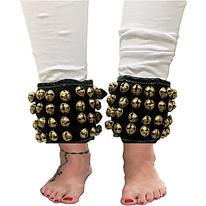 Arts Of India Ghungroo Brown Leather Pad 4 Line Ghungroo Pair (16 NO. GHUNGROO) Big Dancing Bells - FOUR LINE BROWN LEATHER PAD GHUNGROO PAIR