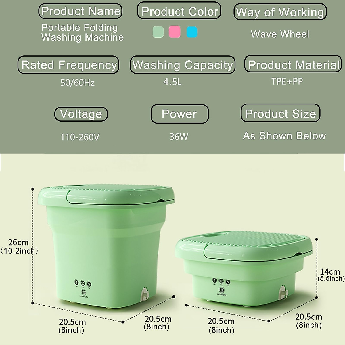 11L Small Foldable Portable Mini Washing Machine; RV, Camping, Travel Must Have Outdoor Products can Wash Small Clothes (Color : Blue)