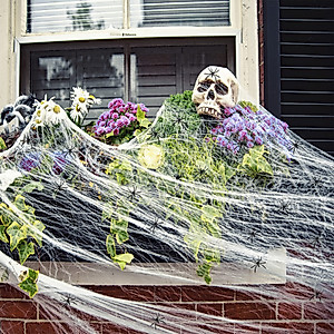 Spider Webs Halloween Decorations,650 Sqft Spider Webs with 40 Fake Spiders,Stretchable Cobwebs for Indoor/Outdoor Scary Atmosphere,Parties,Haunted Houses Spooky Window Home Outside Garden Tree Yard