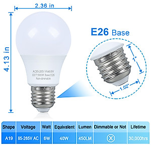 Marxlait 4 Pack LED Light Bulbs 40 watt Equivalent, Daylight 5000K, A19 Standard Light Bulbs, E26 Medium Base, Non-Dimmable