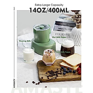 Milk Frother, Milk Frother and Steamer, Detachable Electric Milk Frother with Touch Control, 13.5oz/400ml, Automatic Milk Frother for Coffee, Latte, Cappuccinos, 3 in 1 Hot/Cold Foam Maker, Green