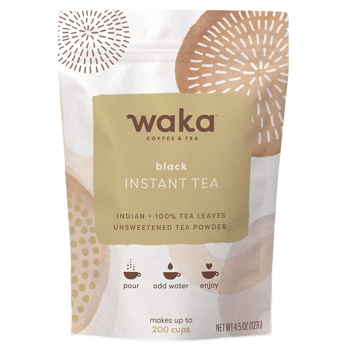 Waka Premium Instant Tea — Unsweetened and Concentrated Black Tea Powder — Classic — 100% Tea Leaves — 4.5 oz Bulk Bag For Hot or Iced Tea