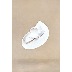 BABEYOND Tea Party Fascinator Kentucky Hat Women’s Fascinator Straw Derby Pillbox Hat for Cocktail Wedding (White)