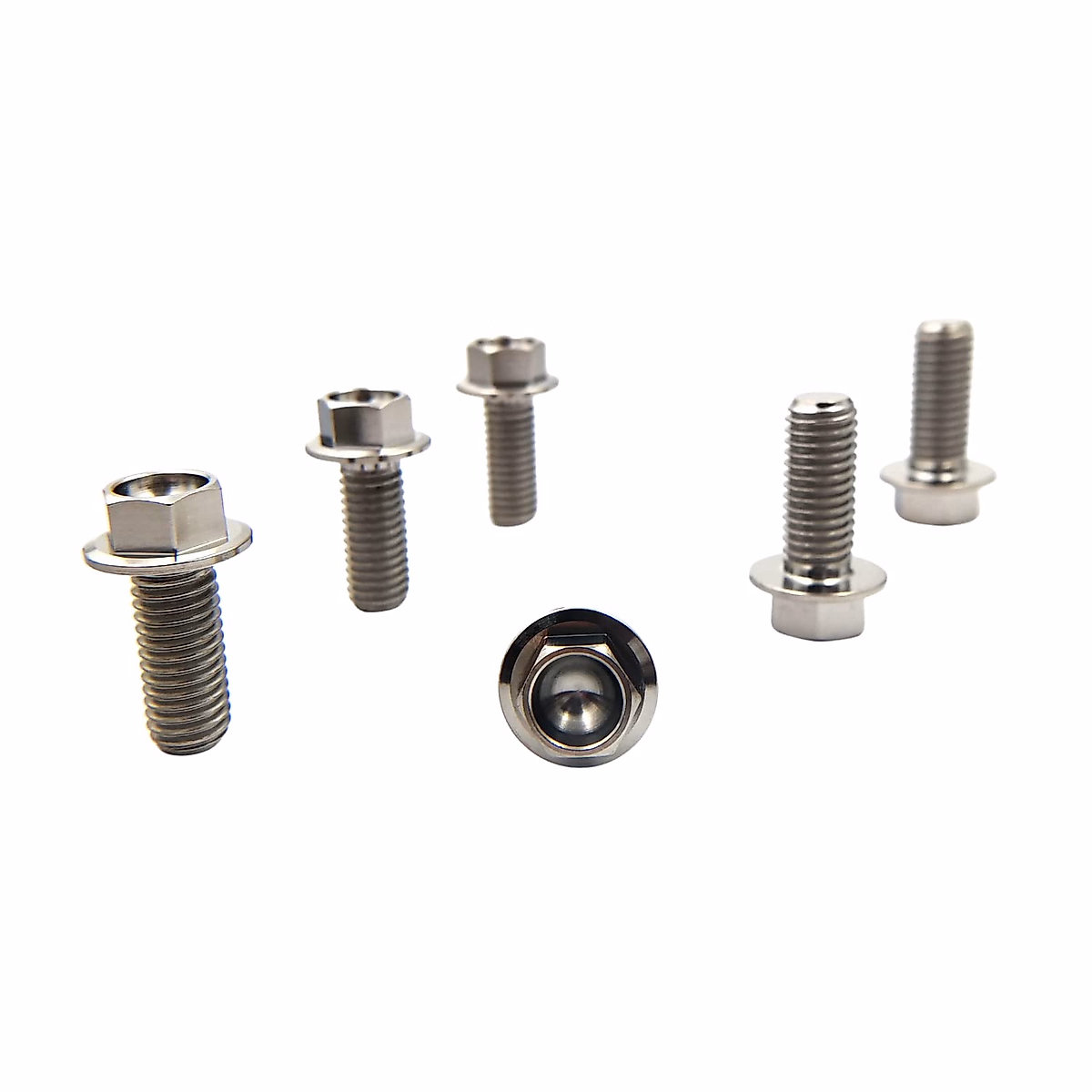 Rison Titanium Bolts Titanium Flanged Hex Head Bolt M6x1.0x12mm 6AL4V Aerospace Grade Ti Bolt Original Color Titanium Bolt for Motorcycle Car Modification Pack of 5